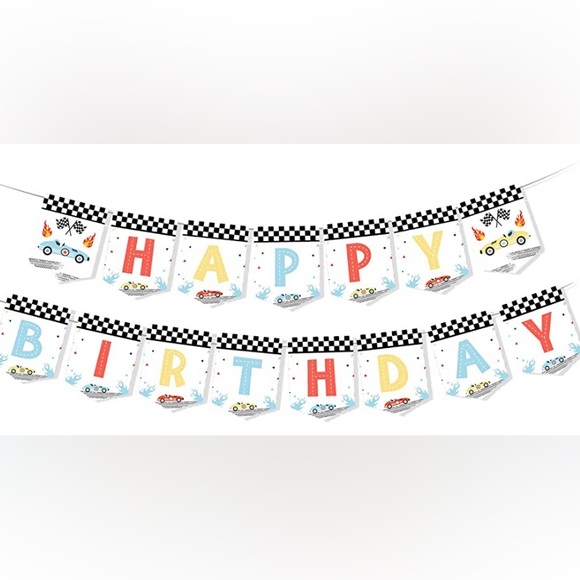Party Supplies | Happy Birthday Banner Vintage Racecar Theme | Poshmark